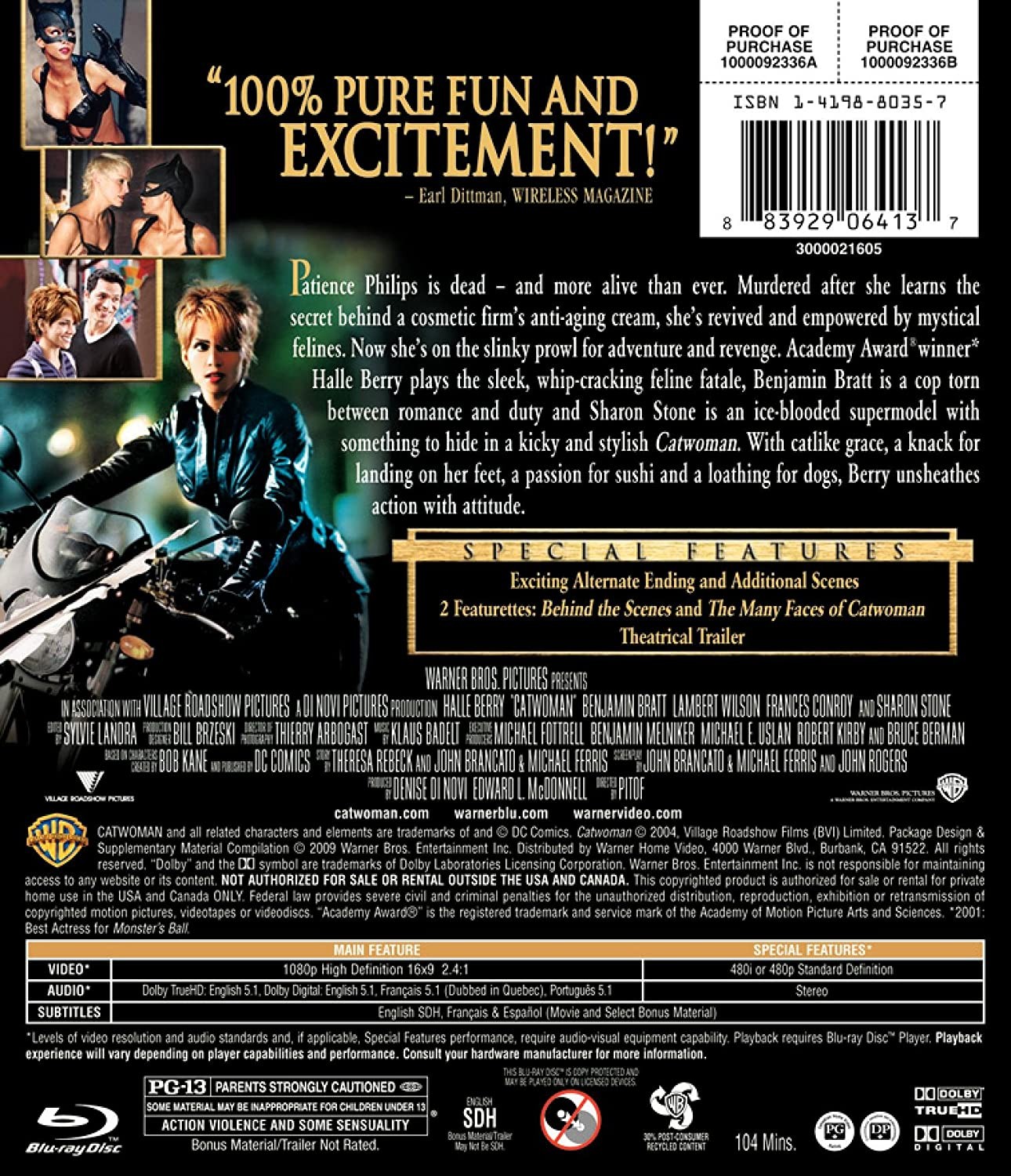 Catwoman (Blu-ray) Halle Berry Benjamin Bratt Lambert Wilson (US IMPORT ...