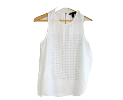J Crew J.Crew - White Embellished Linen Tank Top Size 6 | eBay