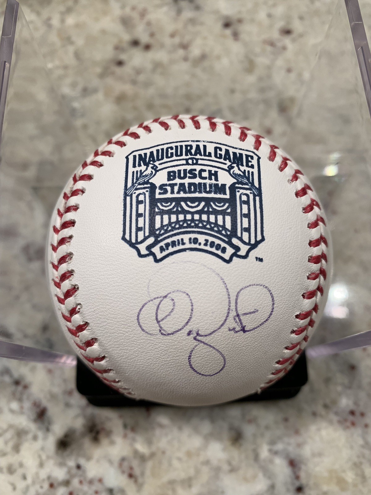 BUSCH STADIUM INAUGURAL GAME SIGNED BASEBALL ADAM WAINWRIGHT MLB ...