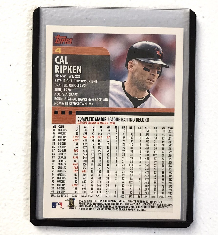 2000 Topps Limited Edition Cal Ripken Jr #4 HOF | eBay