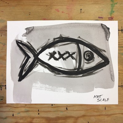 Matt Scalf 9x12 Fish Abstract Collectible Modern Home Decor Graffiti ...