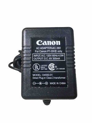 Canon Genuine AC Adapter AC-360 For Canon P1-DHII D4550-01 DC 6V 300mA ...