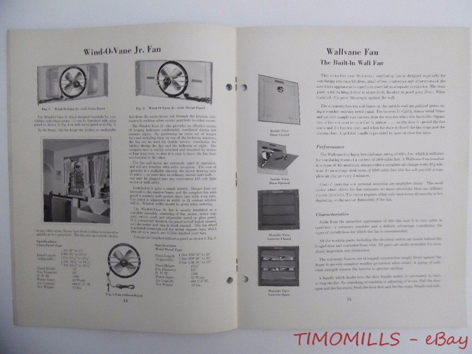 1939 B.F. Sturtevant Electric Fans and Blowers Catalog Vintage Original ...