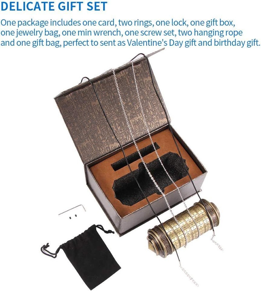 Da Vinci Code Puzzle Cylinder Lock Box Christmas Birthday Valentines ...