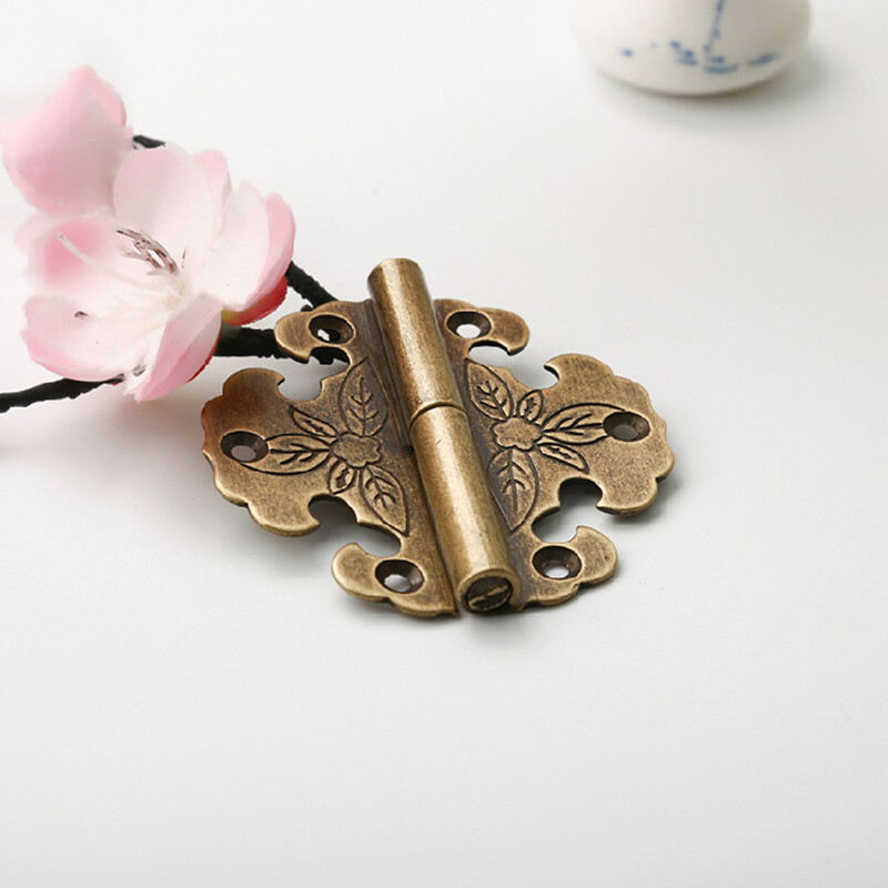 HOT 4Pair Brass Furniture Hinges Exquisite Carved Chest Wood Case Gift ...