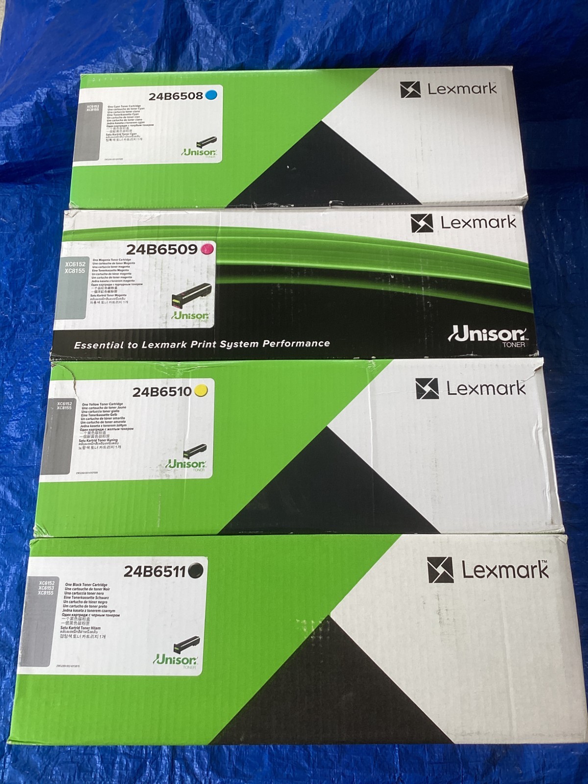 NEW! Lot of 4, Genuine Lexmark 24B6508/09/10/11 C/M/Y/K Toner Cartridge ...