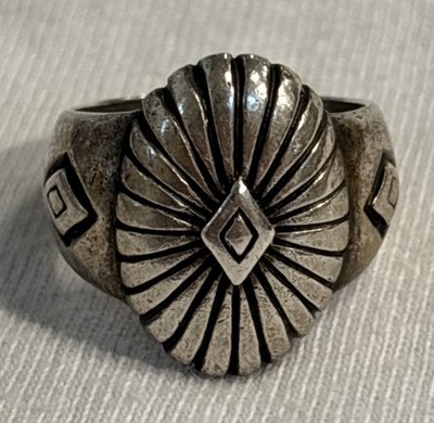 C POLLACK AMERICAN WEST RELIOS DOMED RIBBED SUN RAYS Oval RING SZ 8.25 ...