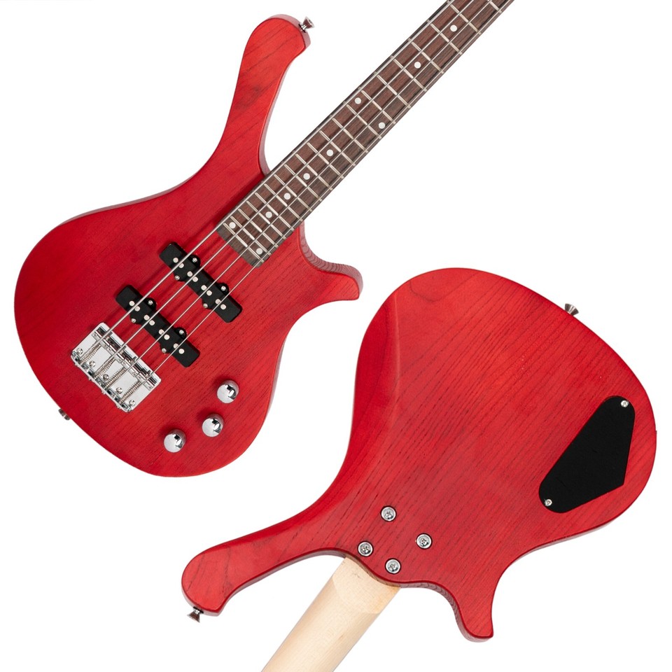 Red Short Scale Micro Bass with Solid Mahogany Body for Kids ...