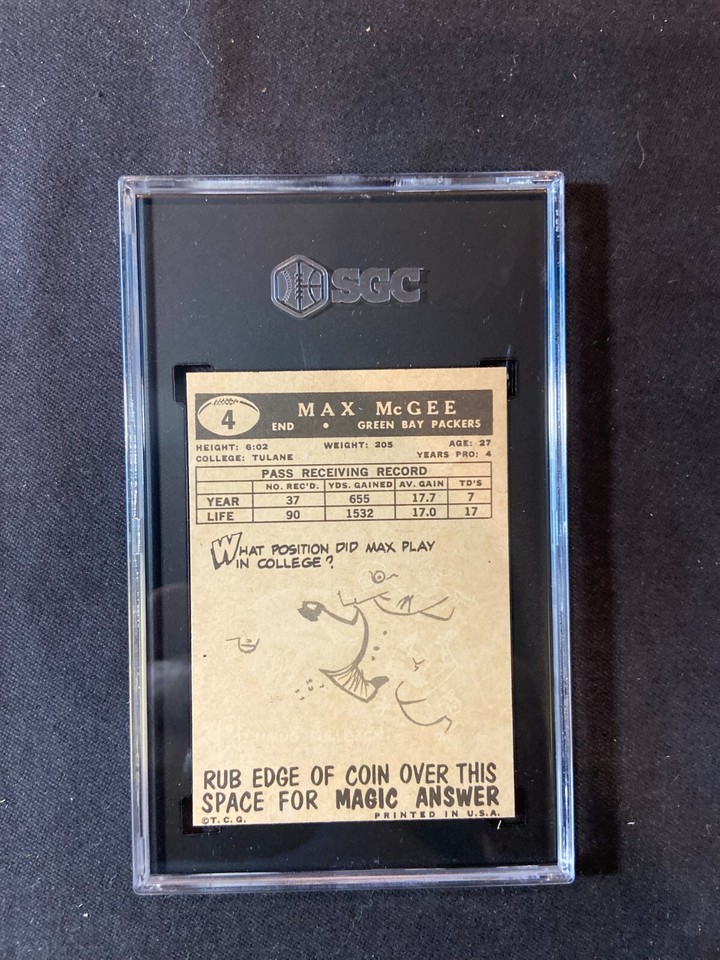 Read description--1959 Topps Football #4 Max McGee graded 8 | eBay