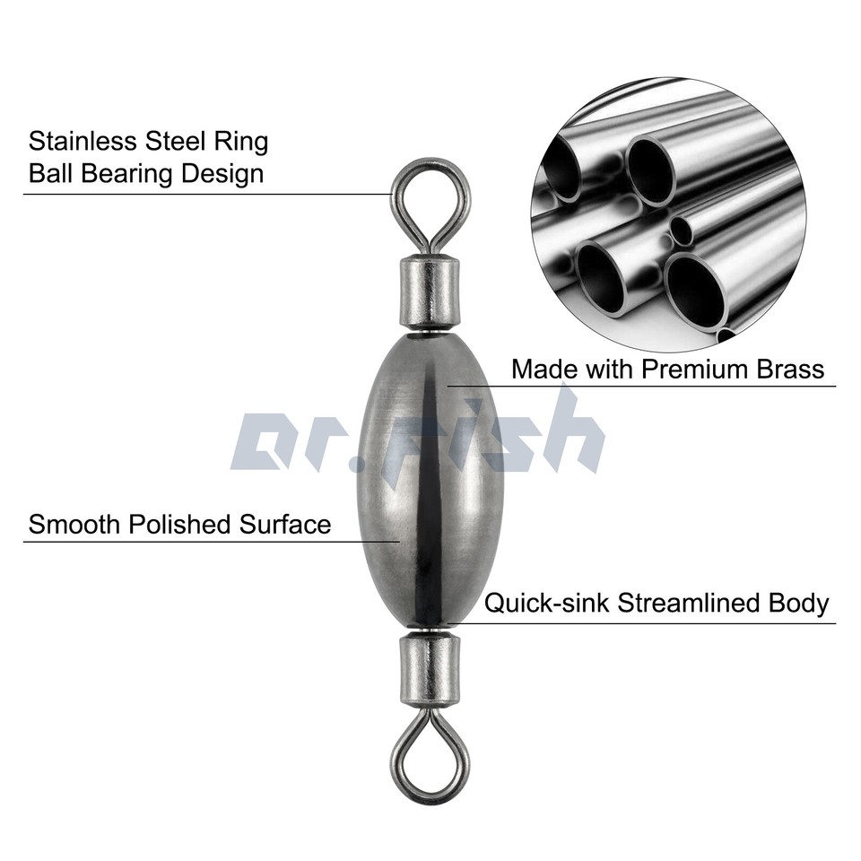 20/40pcs Trolling Sinkers Brass Fishing Quick Set-up Inline Sinker ...