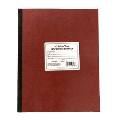 National Brand Computation Notebook 9.25" x 11.75" 4x4 Quad Ruled 75 ...
