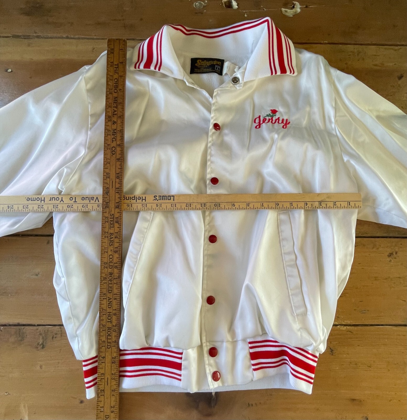 Vintage Swingster White Satin Bomber Jacket Embroider… - Gem