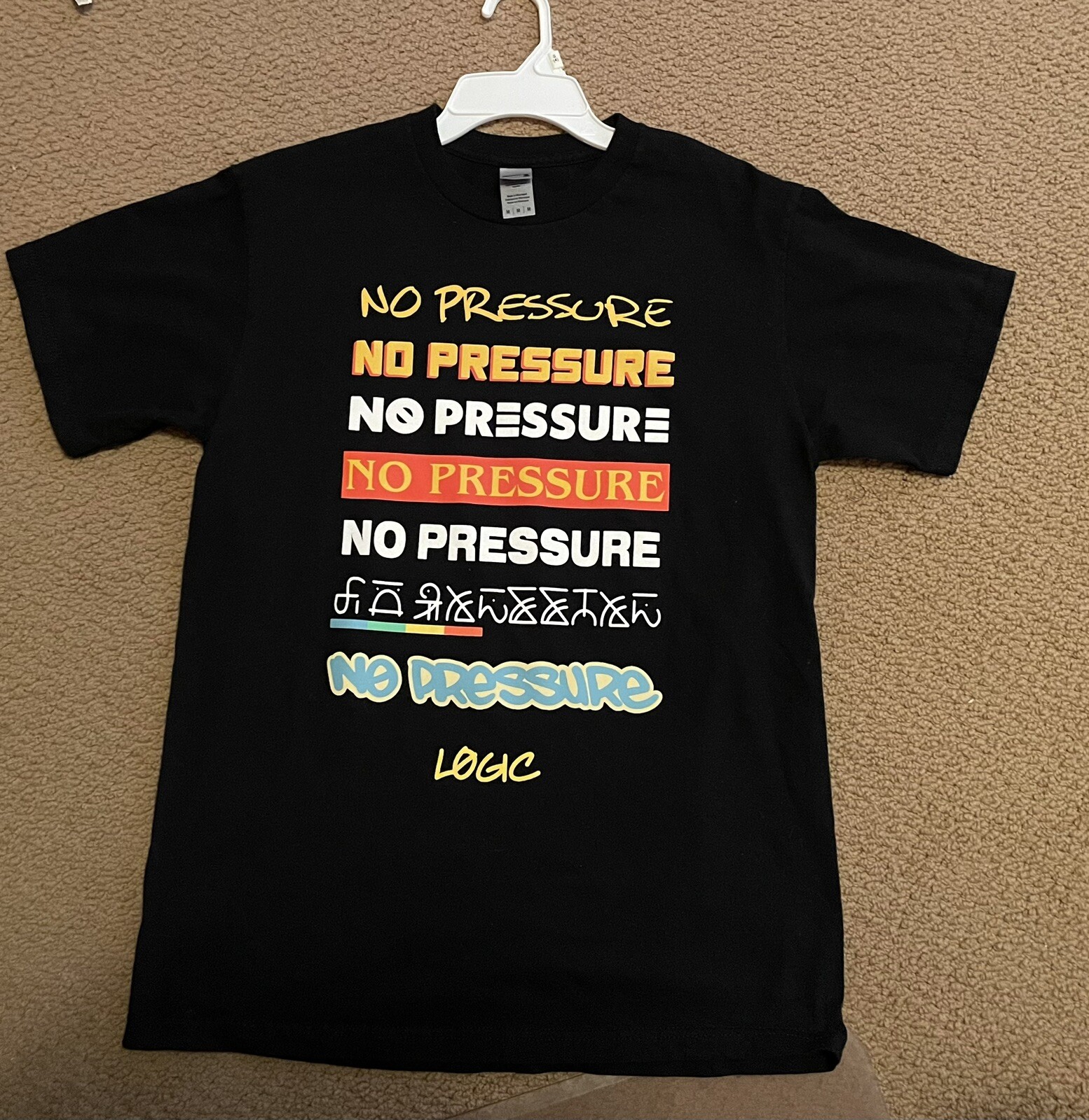 Logic "No Pressure" Repeated Text Album T Shirt, size… - Gem