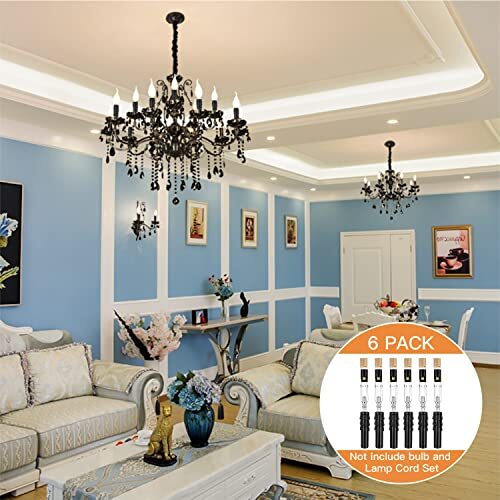 6 Set E12 Adjustable Candelabra Socket Chandelier Fixture Sockets With ...