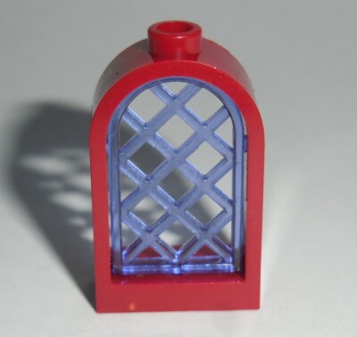 Genuine Lego Accessory 1x2x3 Dark Red Arched Window w/Trans Purple ...