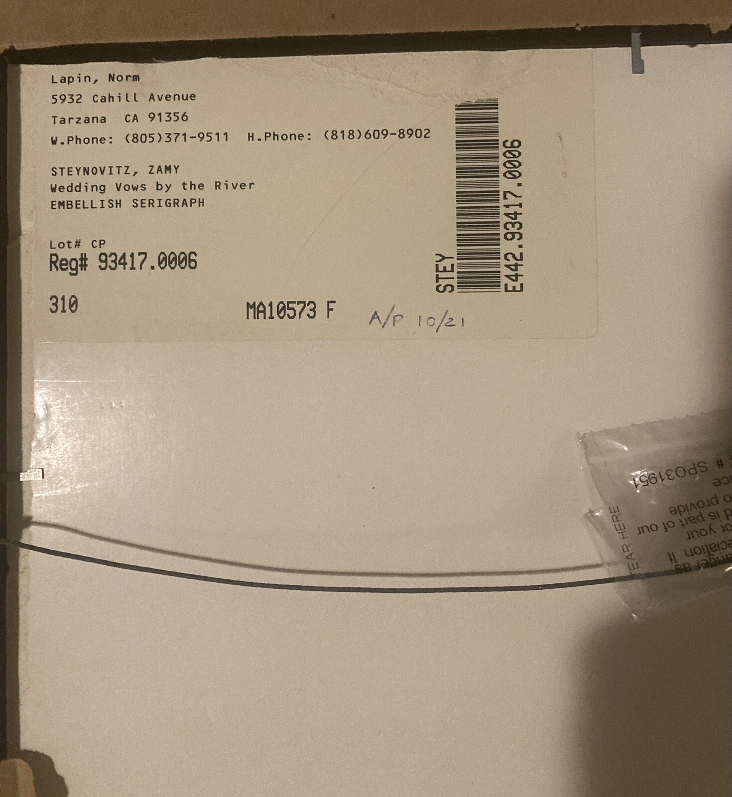 Zamy Steynovitz, Wedding Vows By The River, AP 10/21, Hand Signed Embellished | eBay