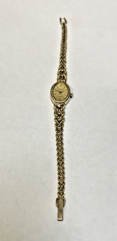 Vintage Geneve Watch 14K Gold Ladies Oval Wristwatch Rope Bracelet w 6 ...