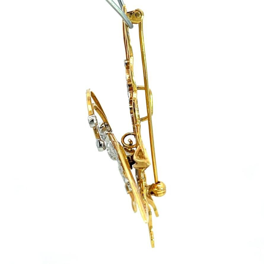Diamond 18k Butterfly Two Tone Gold Animated Moveable Pendant/Brooch | eBay