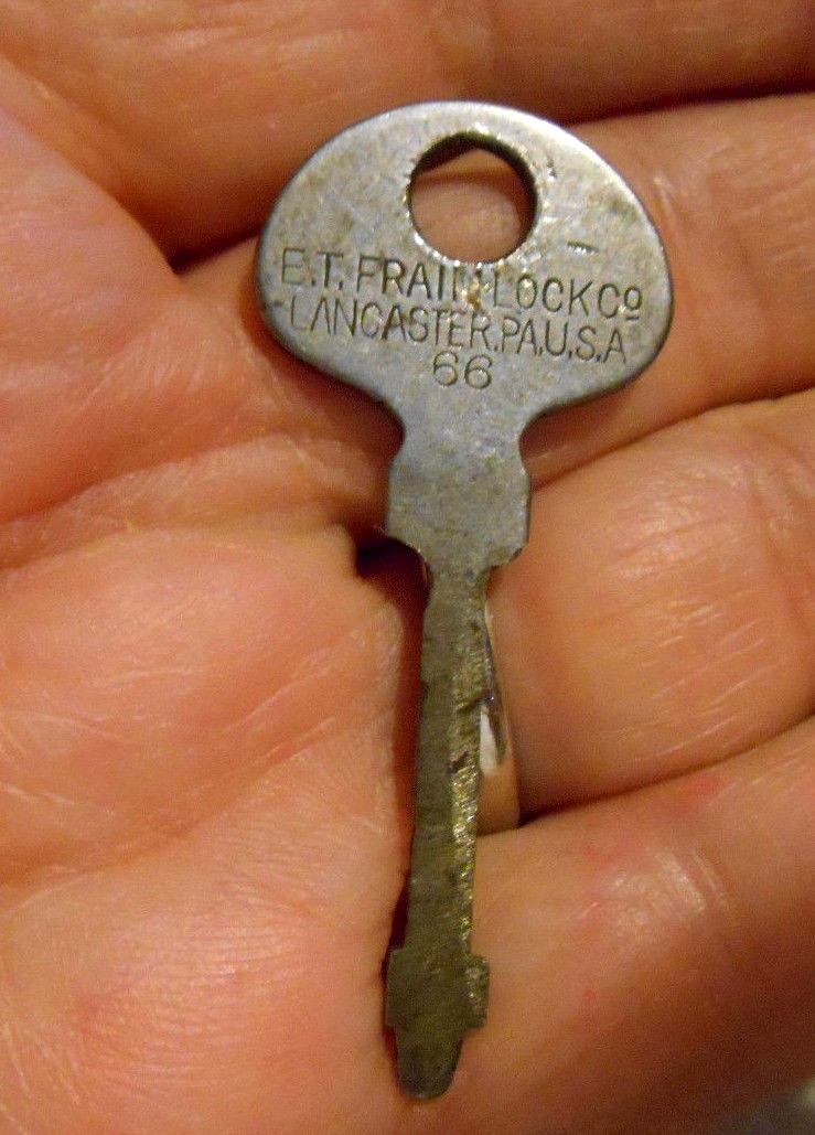 Vintage Antique E T Fraim Lancaster PA USA 6 Lever Lock Padlock Key ...