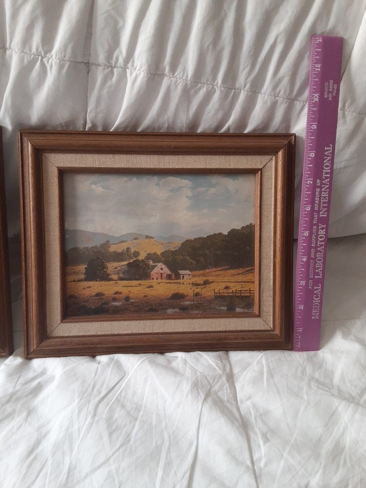 Pair Of Vintage Barn Rural Country Setting Prints Framed Farming ...