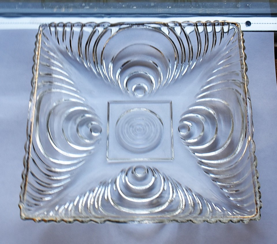 Antique Crystal Glass ServingTray/Confection Hazel Atlas Gold Regency ...