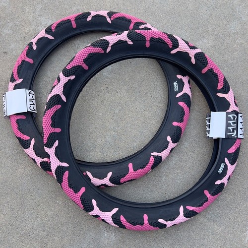 PAIR OF CULT BMX VANS TIRES 20x2.40" PINK CAMO w/ BLACK SIDEWALLS ...