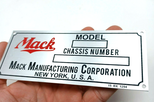 Mack VIN model Truck Data Serial Plate Aluminum Semi Trucking with ...