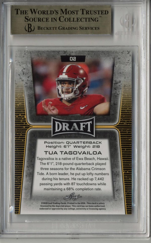 2020 Leaf Draft Tua Tagovailoa BGS 9.5 Gem Mint | eBay