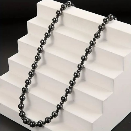 Men's Boys Magnetic Black Hematite 8mm Bead Chain Baseball Drip ...