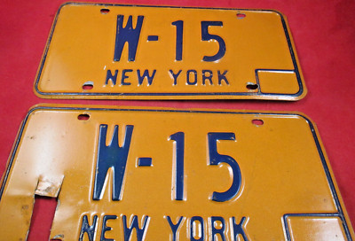 Vintage New York Low Number License Plates Number( W-15) Two plates | eBay