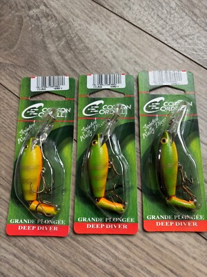 Lot of 3 NEW JOINTED Wally Diver Perch CDJ522 Cotton Cordell 1/4oz ...