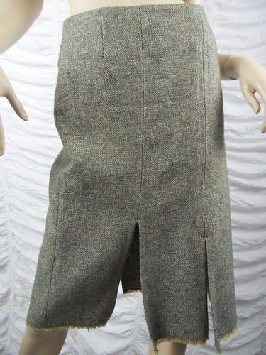 COUNTRY ROAD brown tweed wool split raw straight pencil midi skirt size 8 EUC | eBay Australia