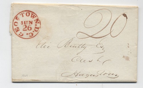 1829 Georgetown DC red CDS stampless folded letter [K.260] | eBay