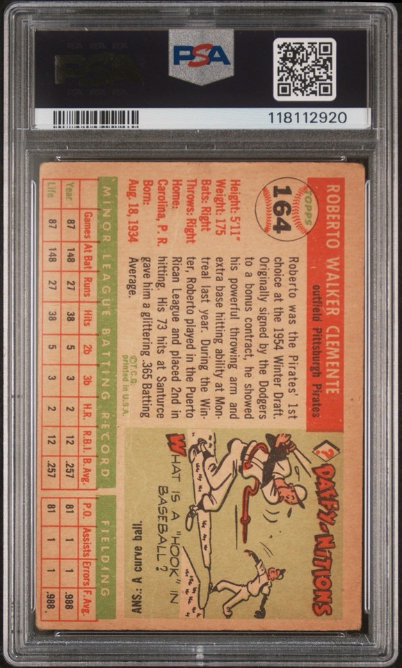 1955 Topps Roberto Clemente Rookie RC #164 Pirates PSA 1 MC Miscut | eBay