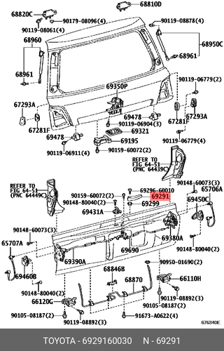 Genuine OE handle assy, back door inside, 6929160030 for TOYOTA 69291 ...