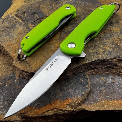 VORTEK PIKA Lime Green D2 Ball Bearing Flipper Blade EDC Keychain ...