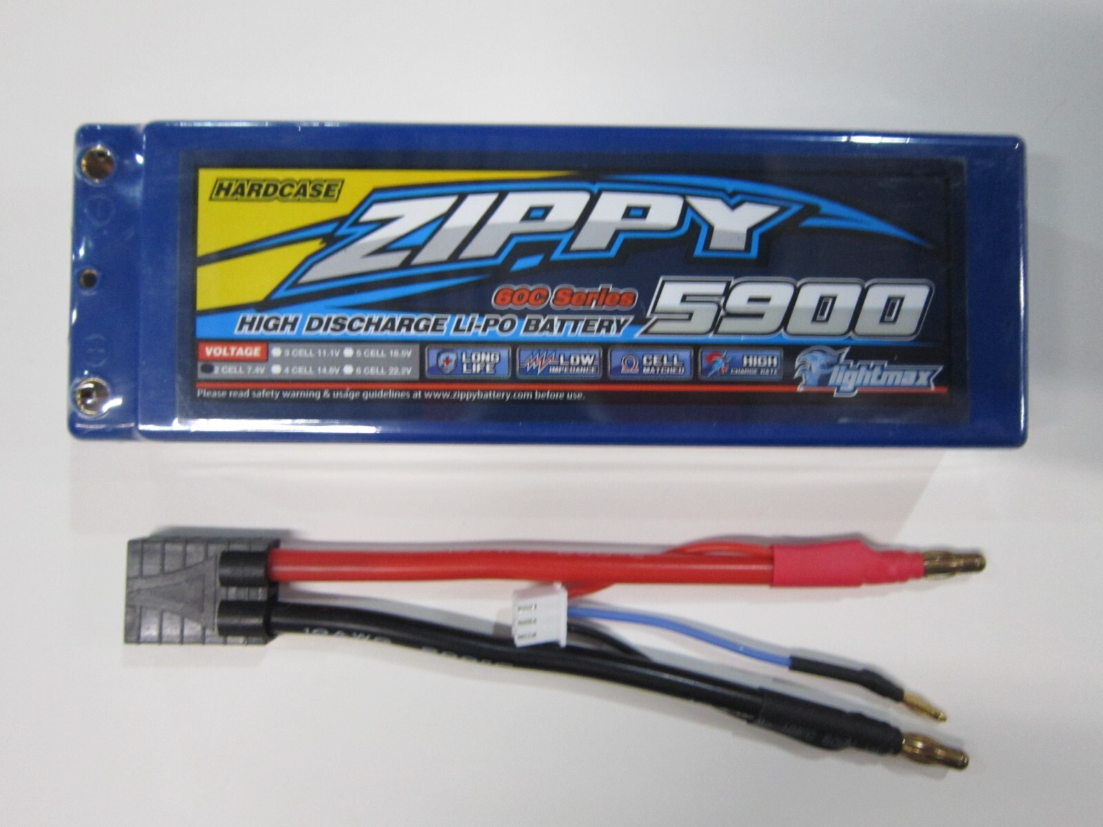 ZIPPY 5900mAh 2S 7.4V 60C-70C LIPO BATTERY HARDCASE TRX TRAXXAS RC CAR ...