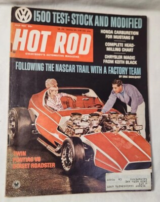 July 1967 Hot Rod Magazine Volkswagon VW 1500 Nascar Pontiac V8 Street ...