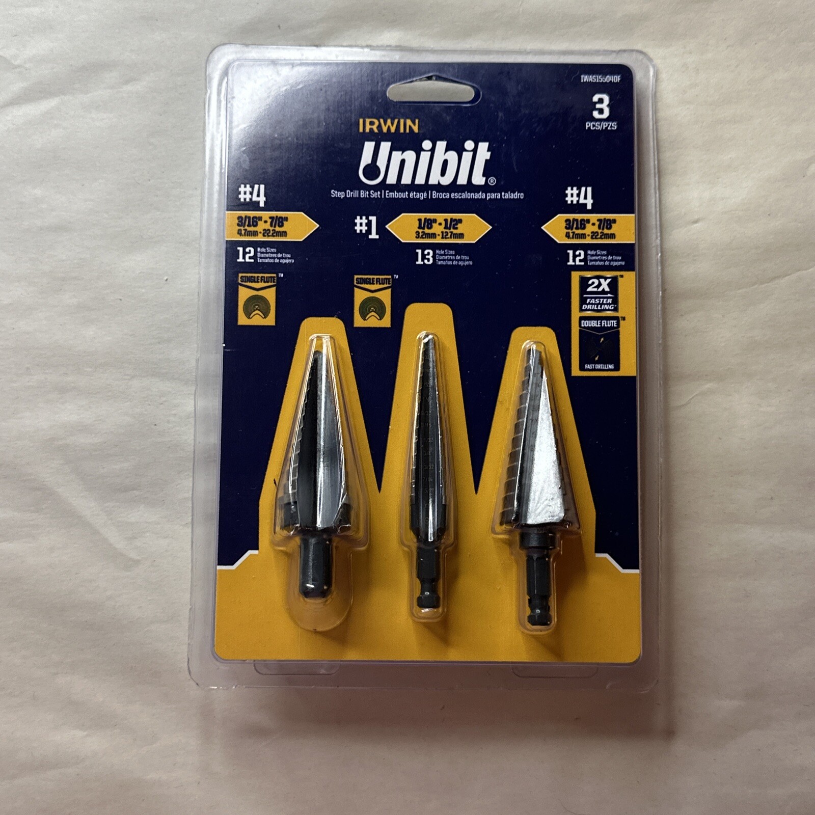 IRWIN Unibit (IWAS15504DF) 3pc Step Drill Bit Set (#4 #1 #4) (9428) New ...