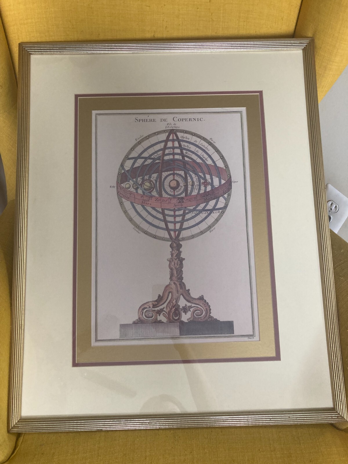 Framed Lithograph Sphere of Copernicus - Sphere De Copernic matted ...