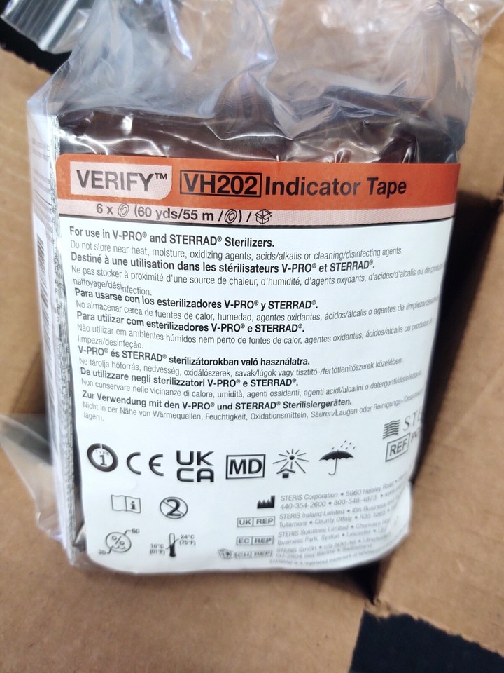 Steris Verify VH202 Indicator Tape 60yds / 55m PCC071 V-PRO Sterrad Box ...
