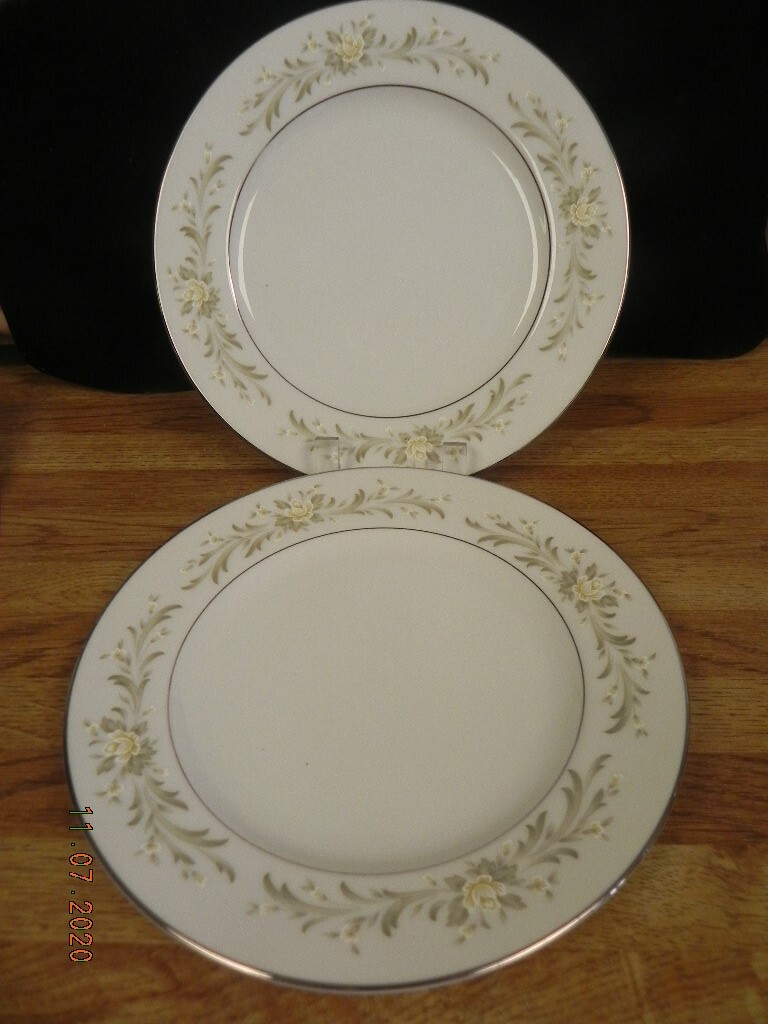 TWO GRACE RHAPSODY FINE CHINA 6.5 INCH PLATES...GREEN AND YELLOW ...