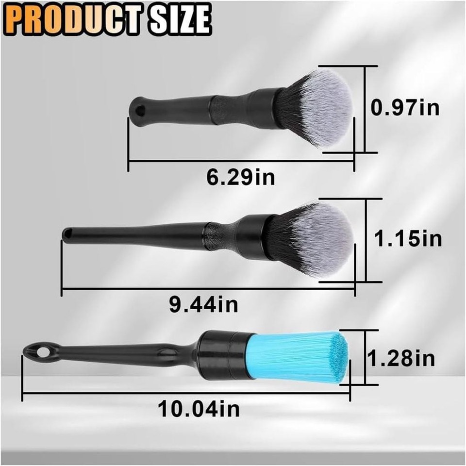 3 Pack Ultra-Soft Detailing Brush Set, Auto Cleaning Brush Kit ...