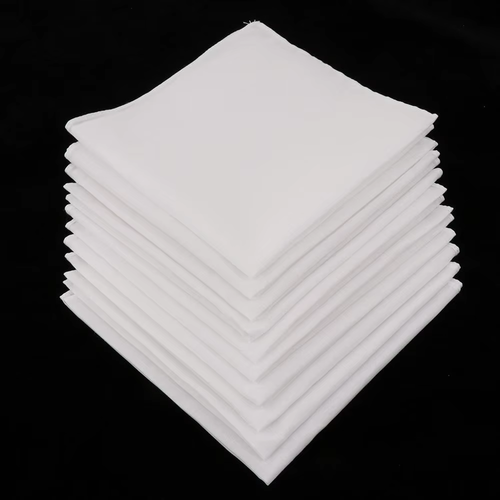 10Pcs Cotton Pocket Square White Solid Handkerchief Blank Chest Towel ...