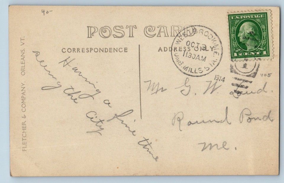 1914 View Of Main Street Round Pond Maine ME RPPC Photo Posted Antique ...