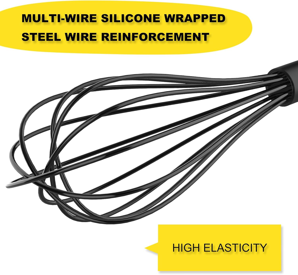 Silicone Whisk Set 8" 10" Kitchen Whisk Kitchen Wisk Wire Whisks for ...