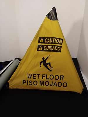 HANDY CONE WET FLOOR SAFETY CONE WITH WALL-MOUNT STORAGE TUBE | eBay