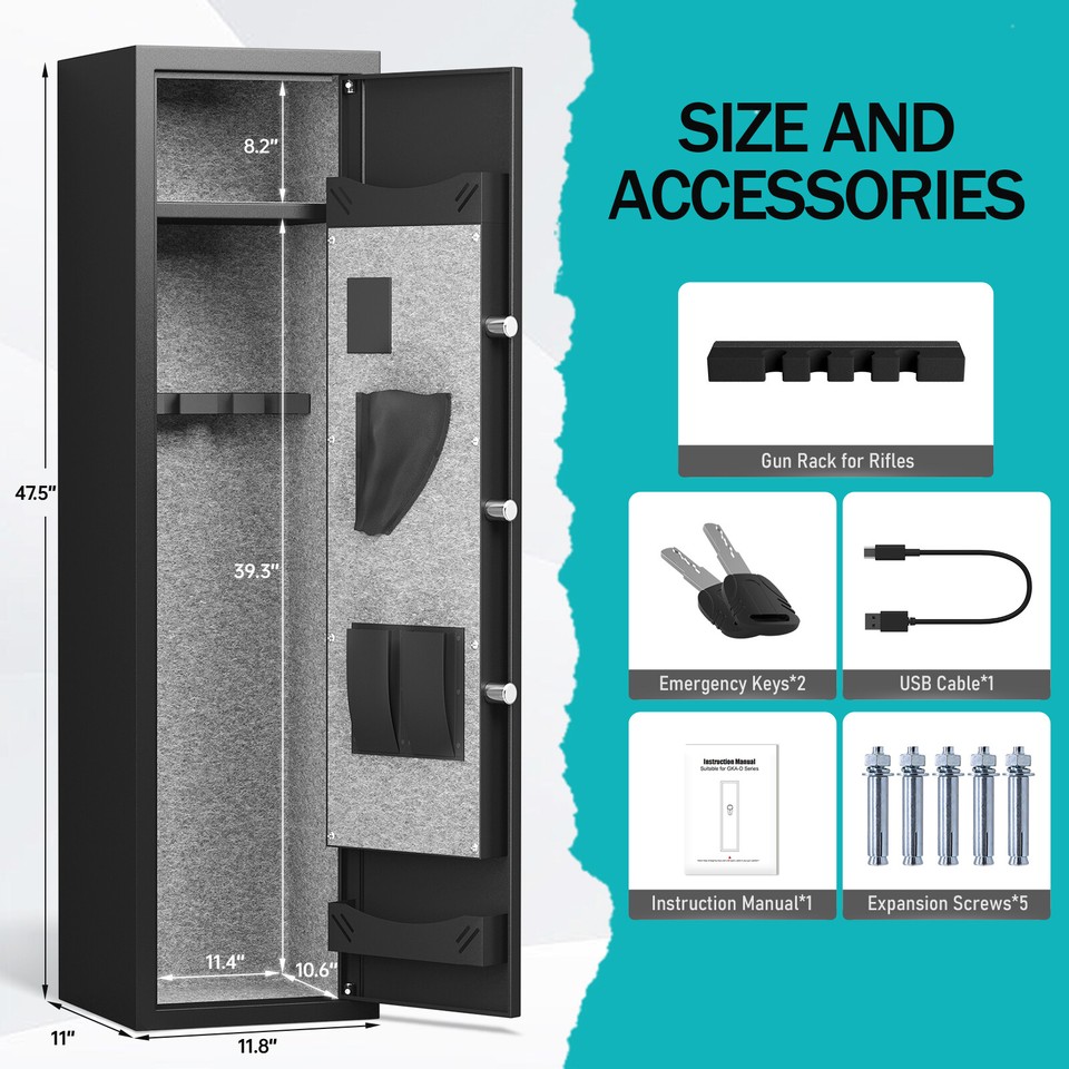 3-4 Rifle Gun Safe Heavy-Duty Deeper Gun Safe for Home Rifle Pistols ...