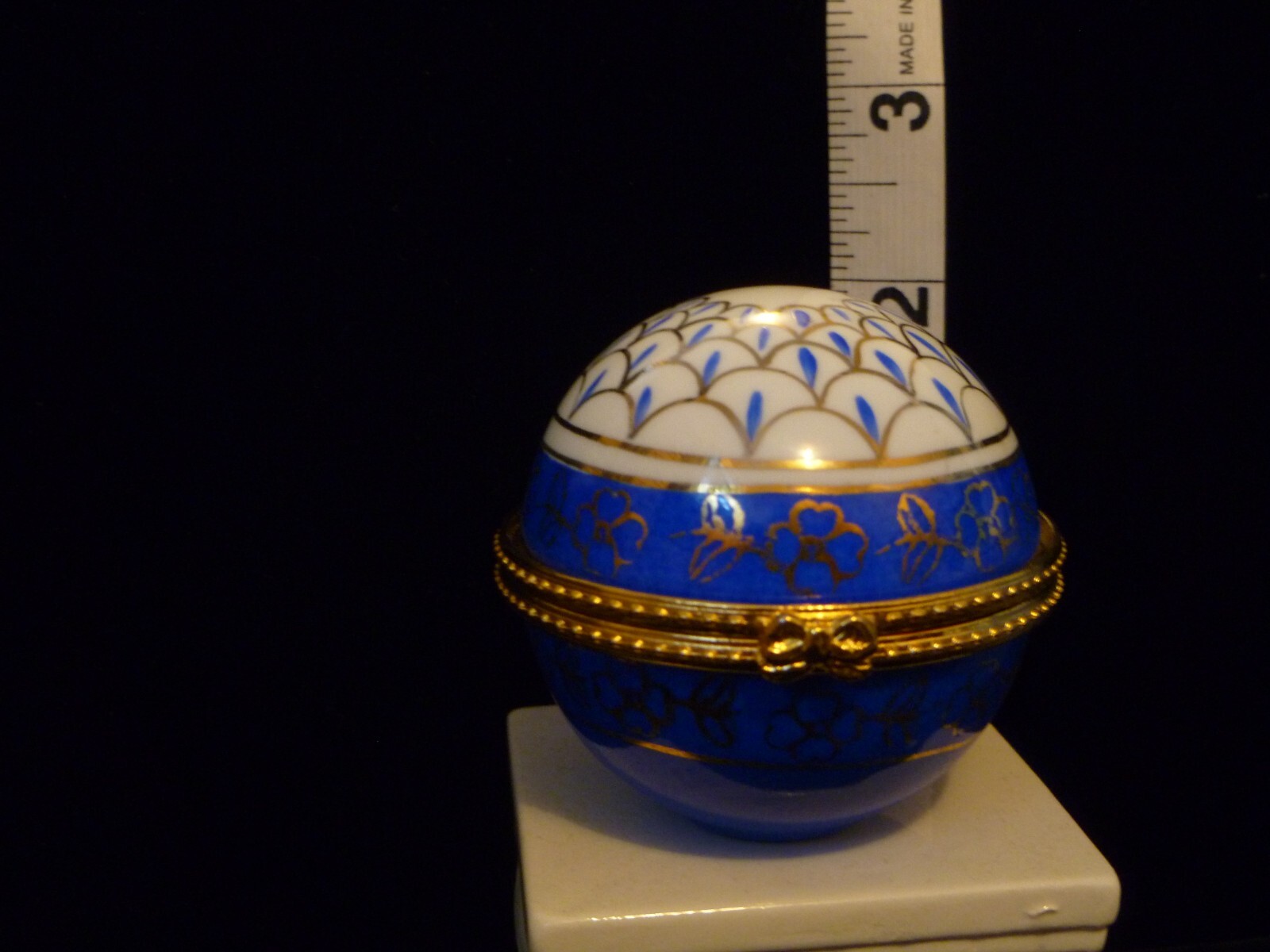 Handpainted Porcelain Hinged Globe Box with Quartz Clock | eBay