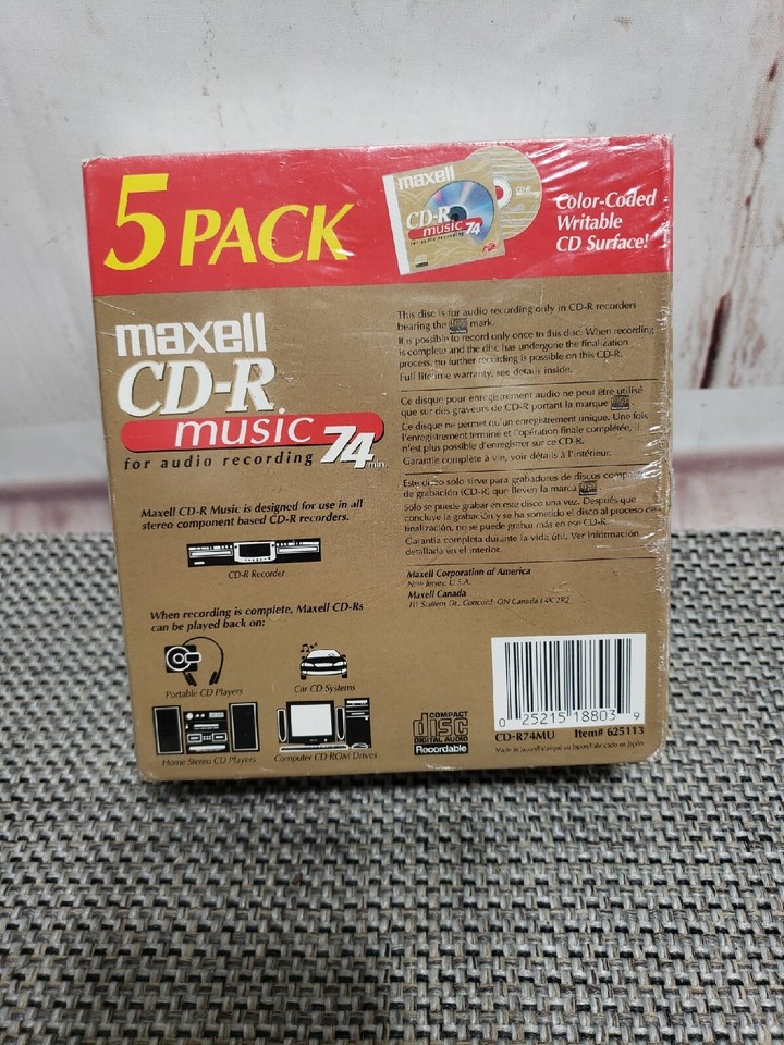 Maxell CD-R 74 Mins CD-R74MU / 5 PACK / Audio Music CD-R Blank ...